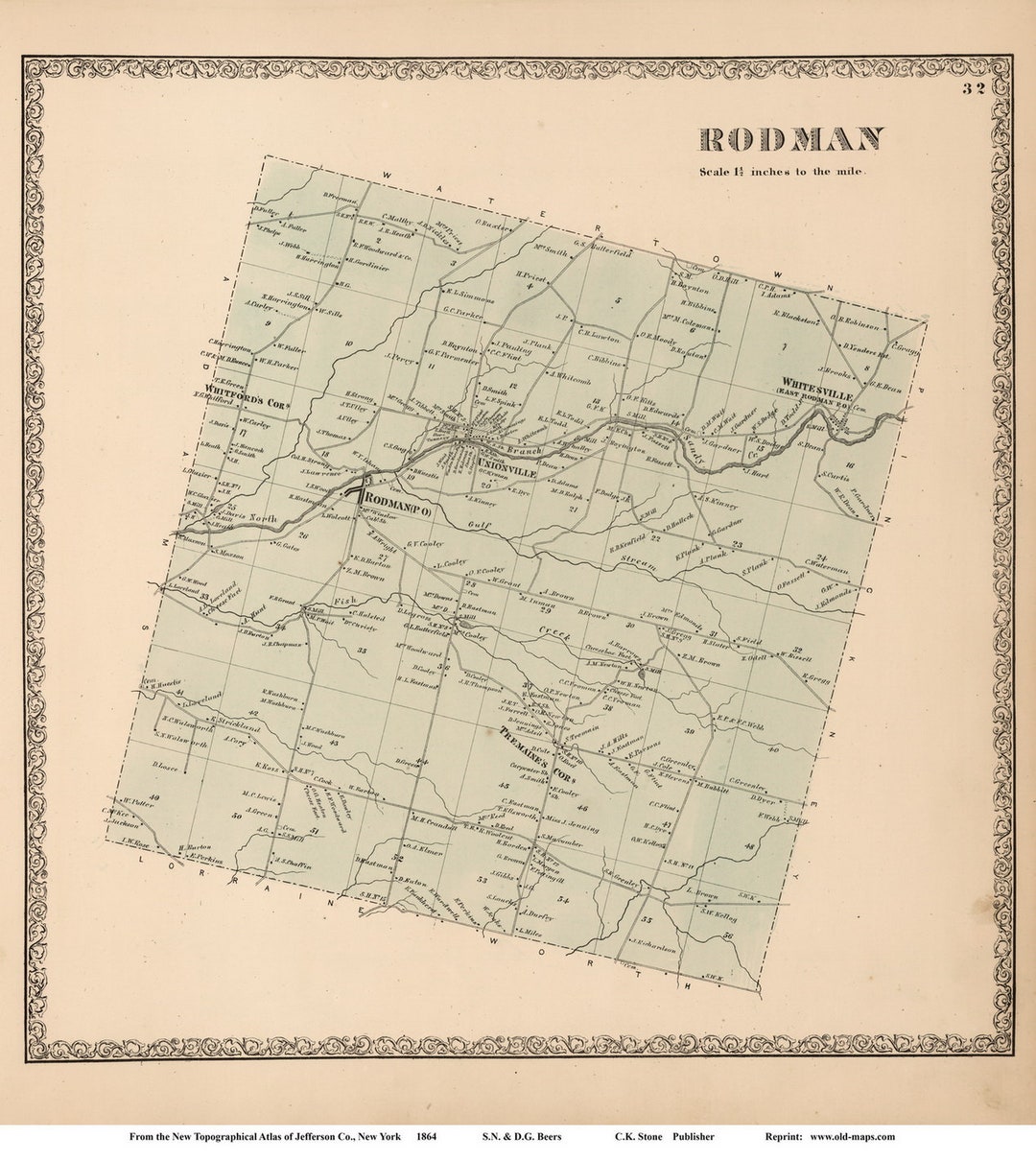 Rodman 1864 - Old Town Map Reprint - Jefferson County, New York ...