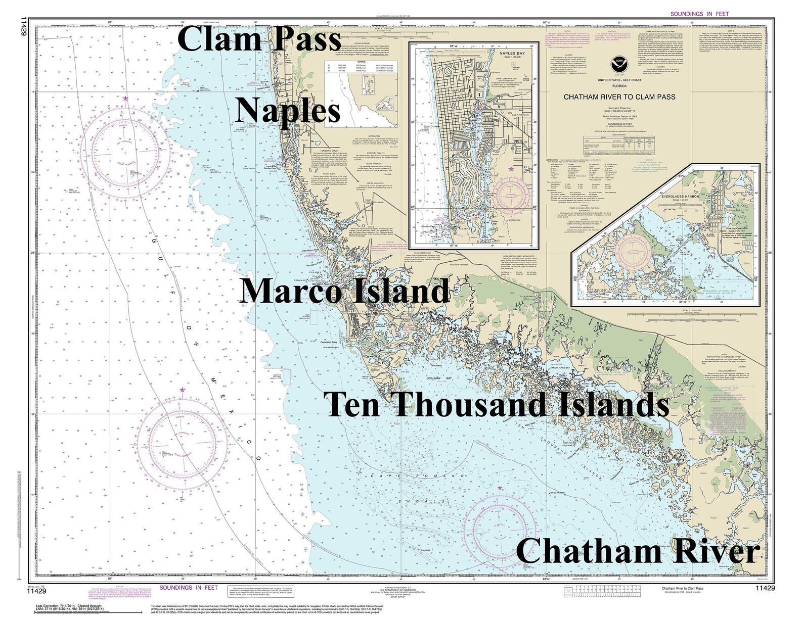 Chatham River to Clam Pass 2014 Florida Old Nautical Map - Etsy
