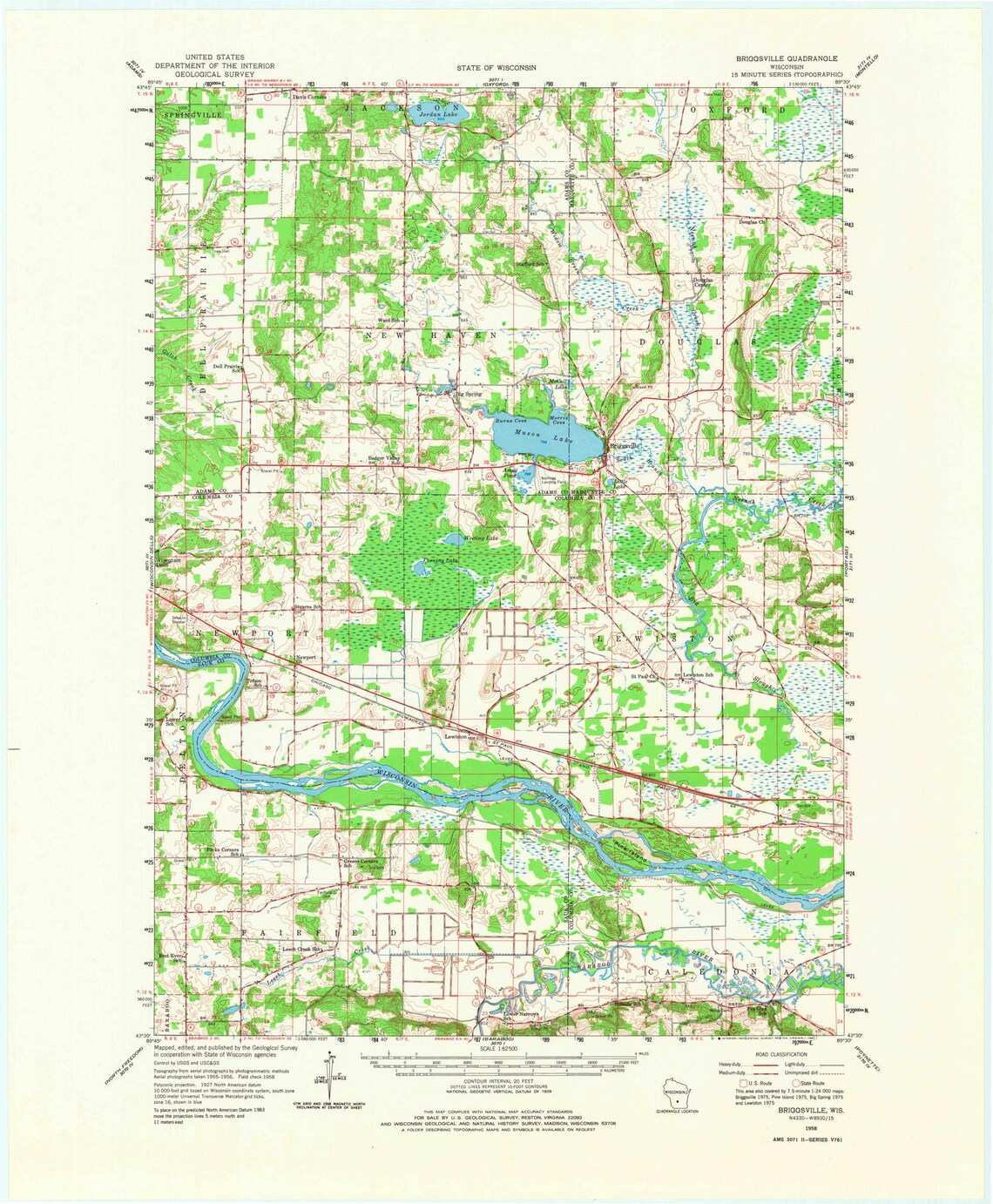 Briggsville 1958 1981 Old Topo Map Mason Lake Quad - Etsy