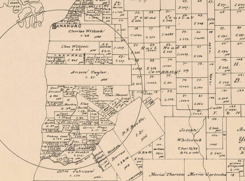 Chambers County Texas 1879 Old Wall Map Reprint With Land - Etsy