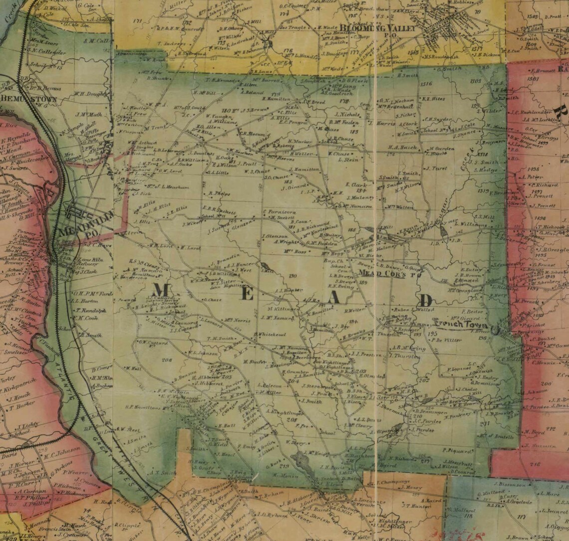 Crawford County Pennsylvania 1865 Old Wall Map with | Etsy