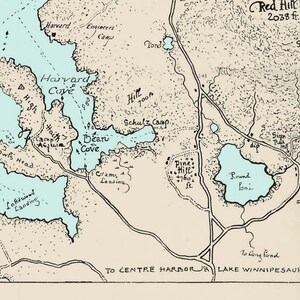 Squam Lake 1920 Map Custom Reprint - Colored Water - New Hampshire - Etsy