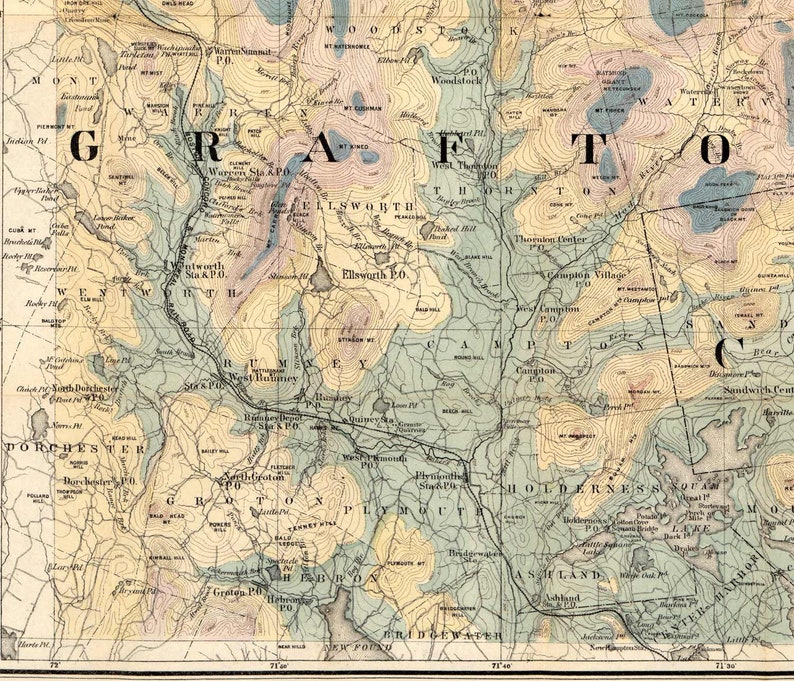 White Mountains 1881 Old Topographic Map Reprint New - Etsy