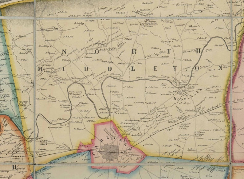 Cumberland County Pennsylvania 1858 Old Wall Map With - Etsy
