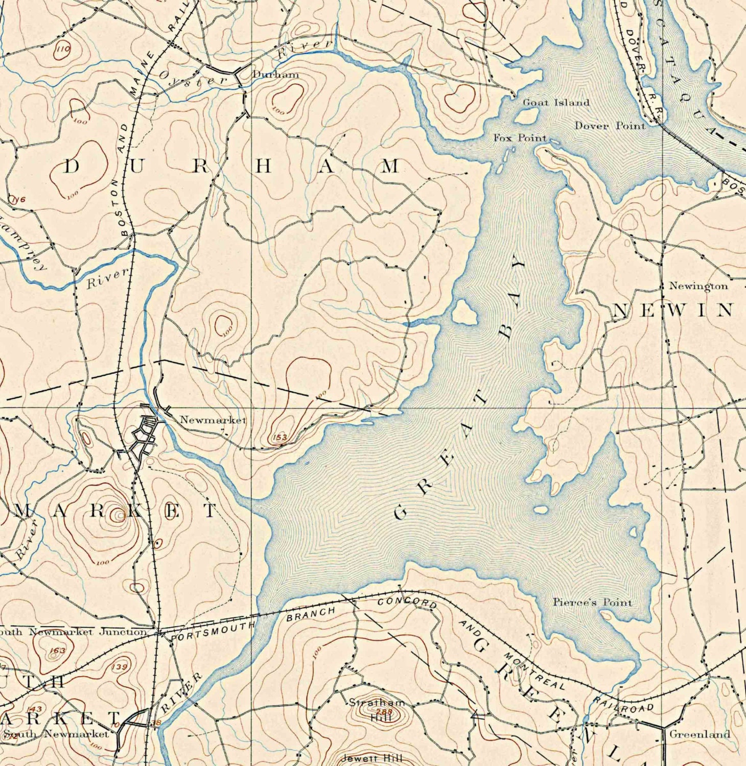 New Hampshire Seacoast 1894 USGS Old Topo Map - Custom Composite ...