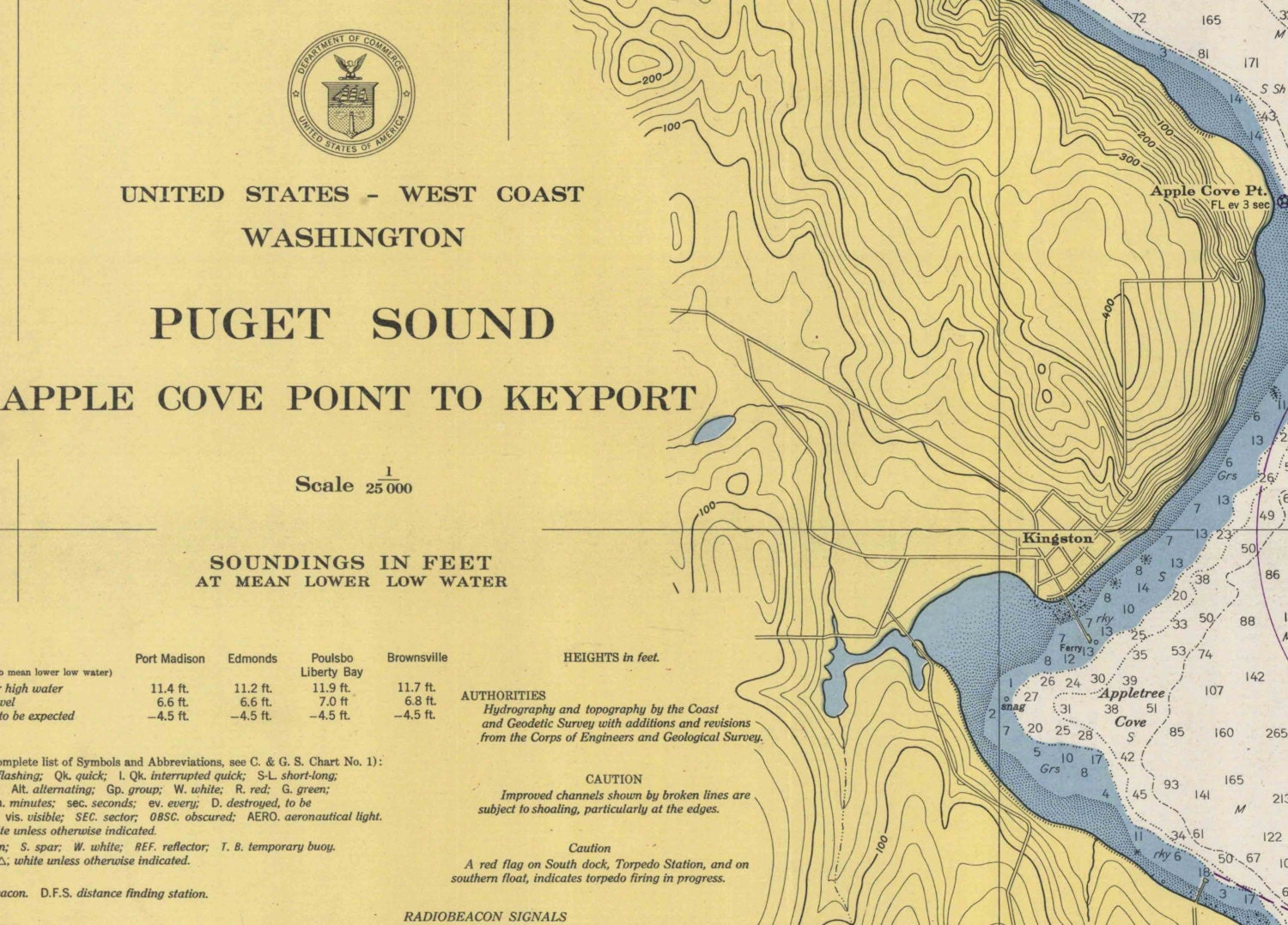 Apple Cove Point Keyport 1947 Nautical Map Washington - Etsy