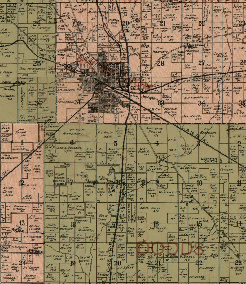 Jefferson County Illinois 1900 - Old Wall Map Reprint With Landowner ...