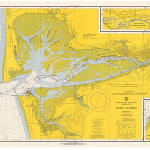 Grays Harbor 1966 Nautical Map Washington PC Harbors Reprint 6195 - Etsy