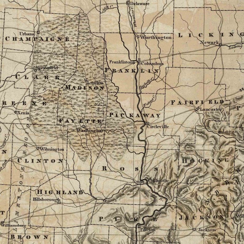 Ohio 1820 Indian Reservations - State Map by Bourne - Reprint - Etsy