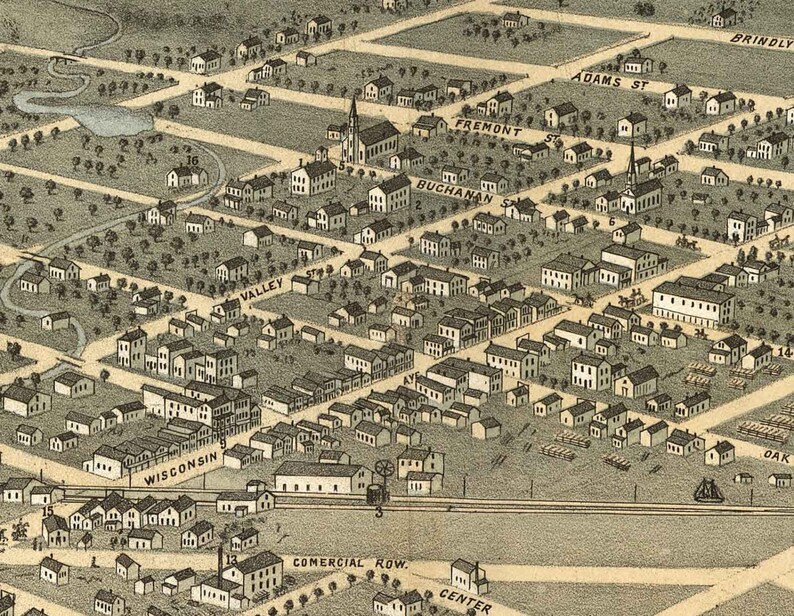 Boscobel Wisconsin - 1869 Birds Eye View - Reprint - Etsy