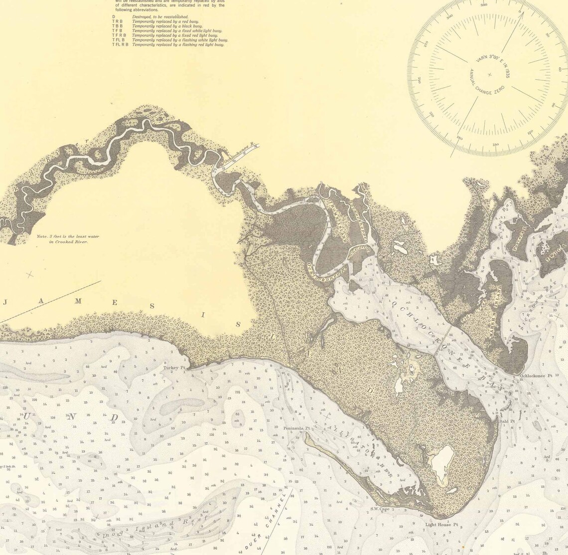 Apalachee Bay and St. Georges Sound 1938 Nautical Map | Etsy