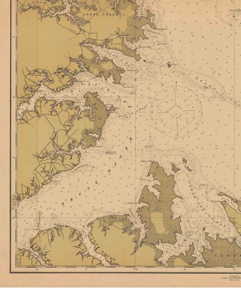 Pamlico Sound 1914 Western Sheet - Outer Banks Ocracoke Vandemere ...