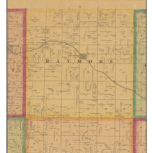 Raymore 1877 Old Town Map With Homeowner Names - Missouri - Reprint ...