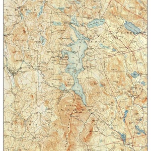 Lake Sunapee - Big Area - Ca 1930 USGS Old Topographical Map Custom ...