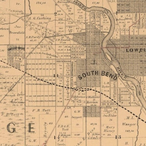 St. Joseph County Indiana 1863 - Old Wall Map Reprint With Landowner ...