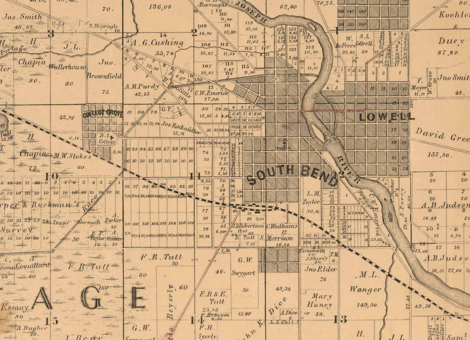 St. Joseph County Indiana 1863 - Old Wall Map Reprint With Landowner ...
