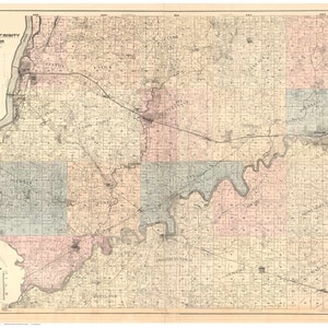 Whiteside County Illinois 1896 - Old Wall Map Reprint With Farm Lines ...