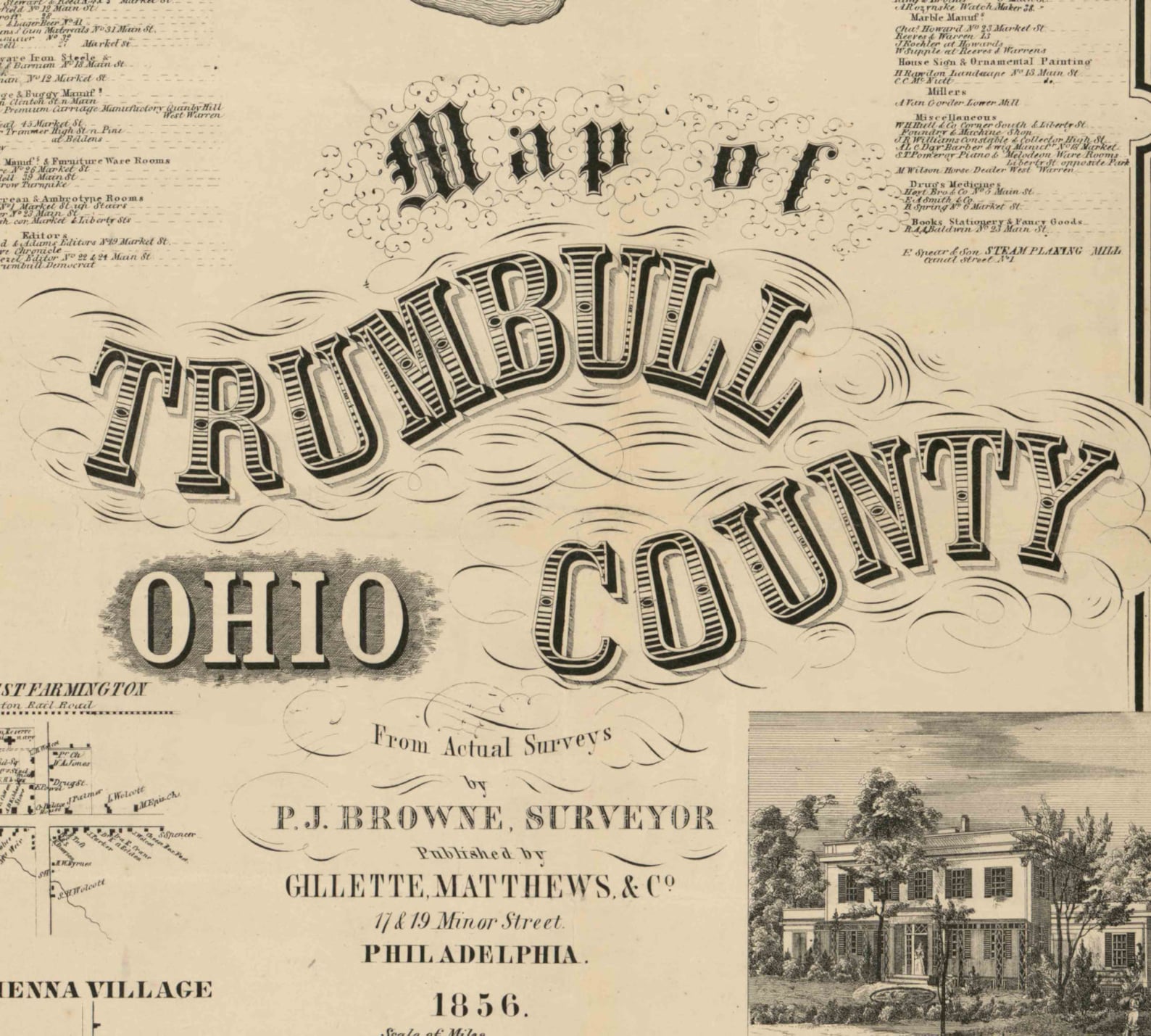 Trumbull County Ohio 1856 Old Wall Map Reprint With | Etsy
