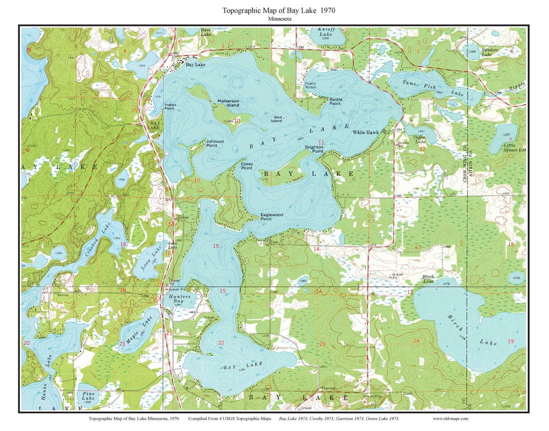 Bay Lake - Ca. 1970 Map - Old Topographic USGS Custom Composite Print ...