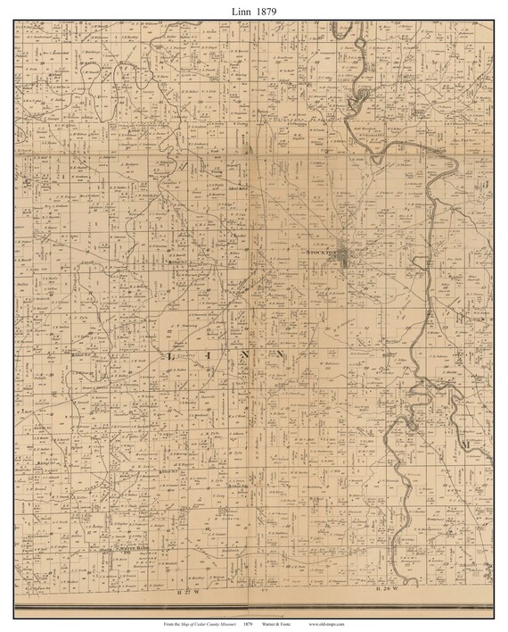 Linn 1879 Old Town Map With Homeowner Names Missouri Cedar - Etsy