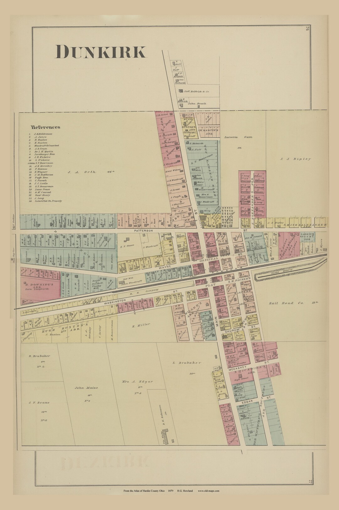 Dunkirk 1879 - Old Town Map Reprint - Hardin County, Ohio - Homeowner ...