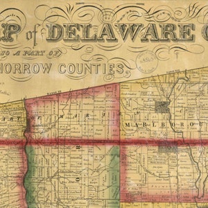 Delaware County Ohio 1849 - Old Wall Map Reprint With Homeowner Names ...