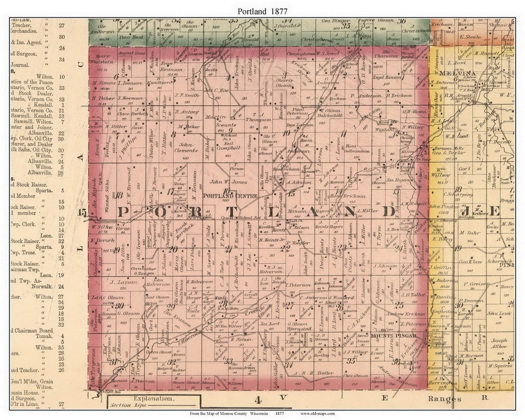 Portland 1877 - Old Town Map With Homeowner Names - Mount Pisgah ...