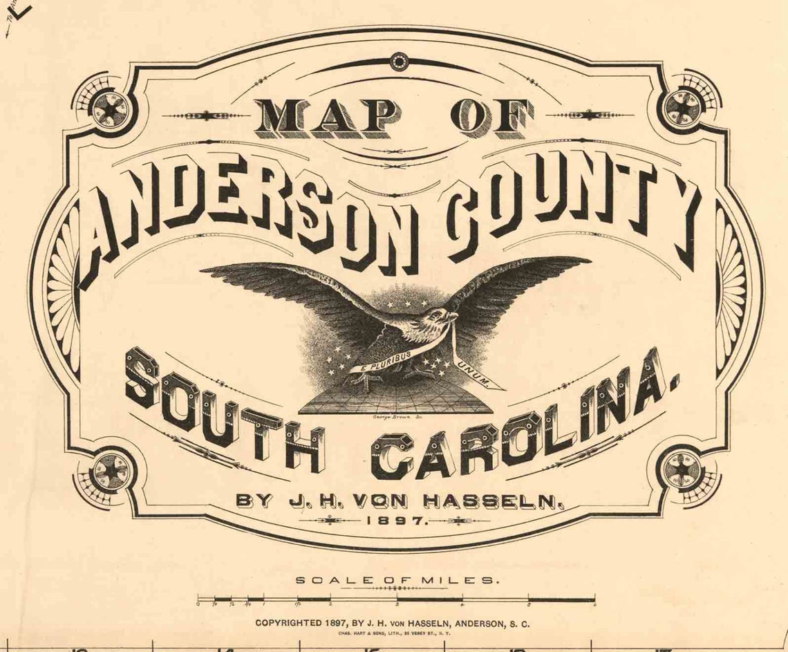 Anderson County South Carolina 1897 Wall Map With Homeowner - Etsy