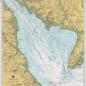 Delaware Bay - 1987 Nautical Map Reprint - New Jersey & Delaware ...