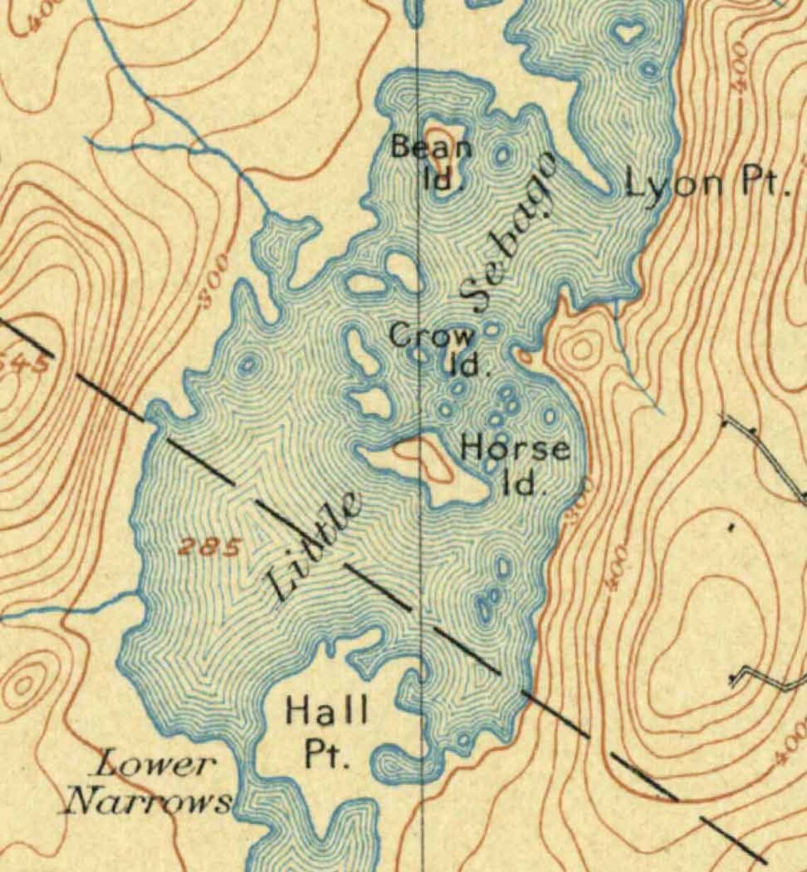 Little Sebago Lake Ca 1898 Old Topographic Map USGS Custom - Etsy