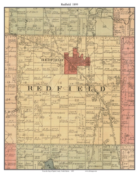 Redfield 1899 Old Town Map With Homeowner Names South Dakota - Etsy