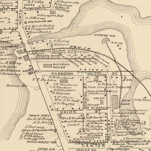 Wolfeboro Village 1892 Map - Homeowner Names Custom Reprint Carroll ...