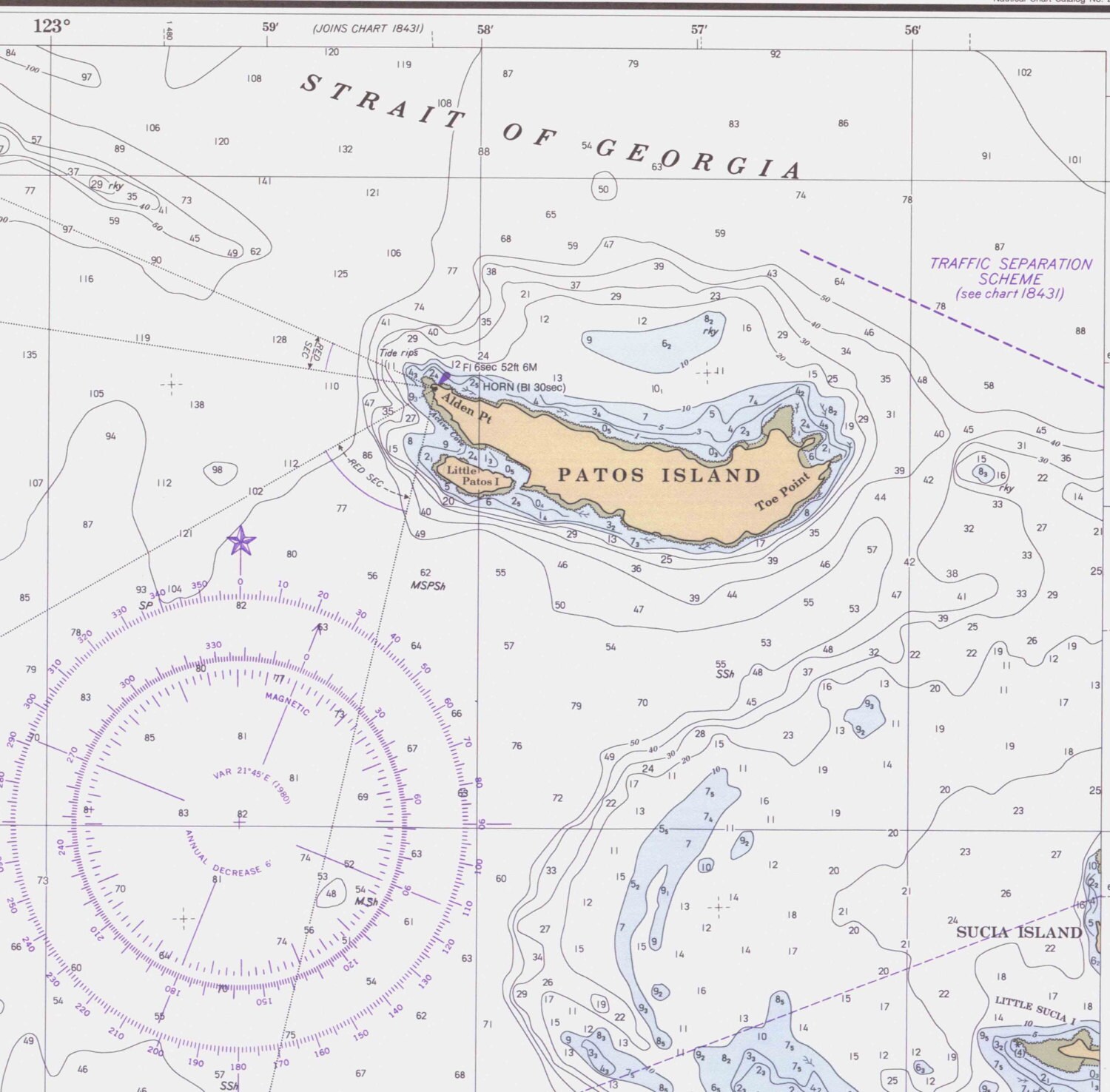 Boundary Pass 1981 Nautical Map Washington Reprint PC | Etsy