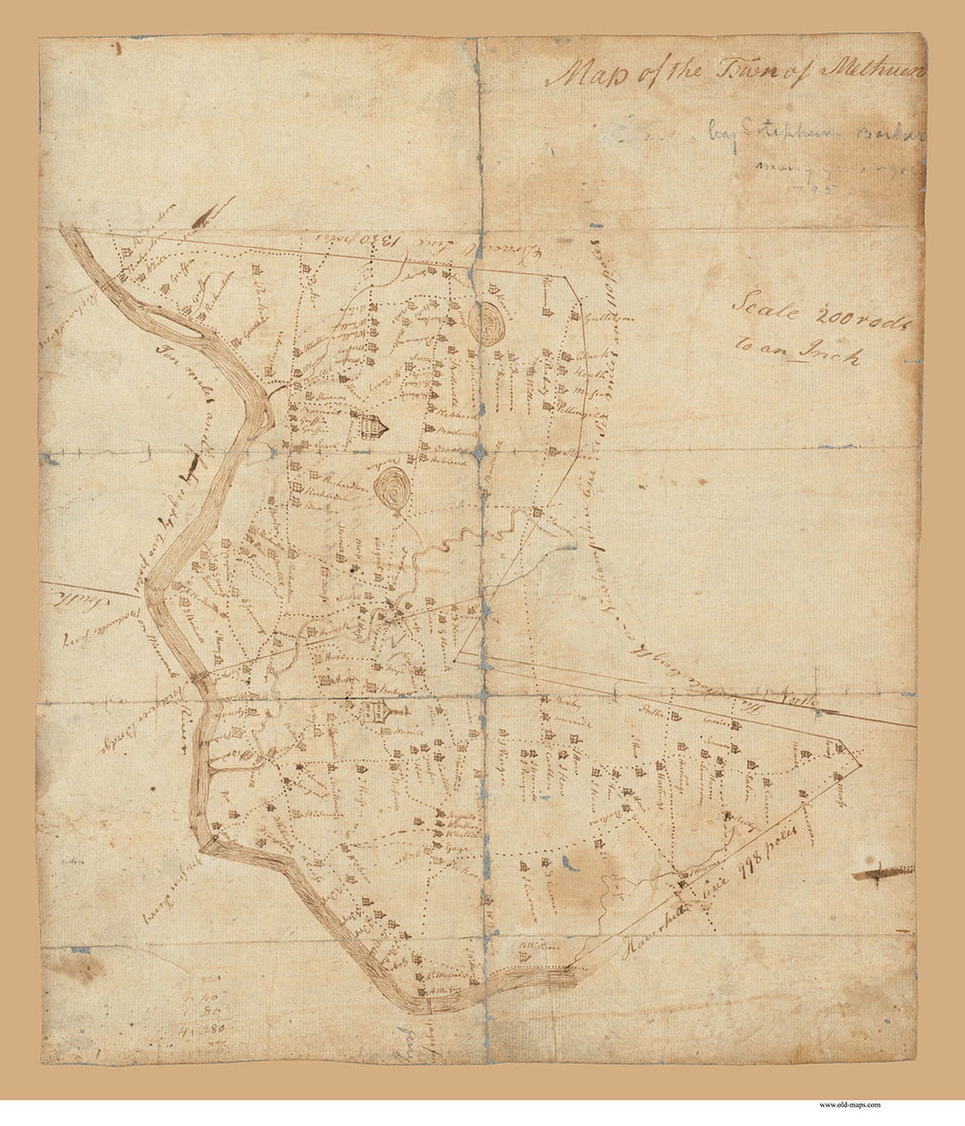 Framingham 1832 - Old Town Map - Homeowner Names Massachusetts ...