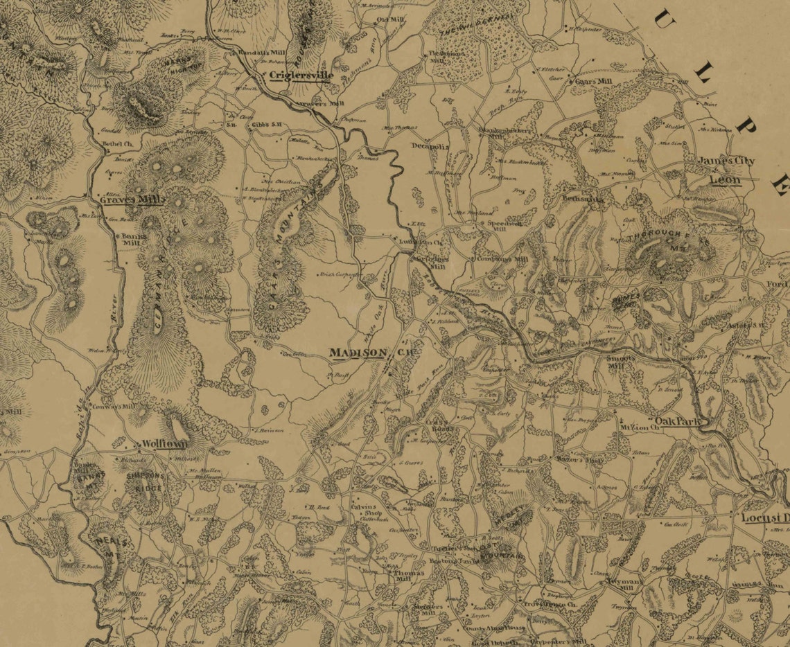 Madison County Virginia 1875 Old Wall Map Homeowner Names - Etsy