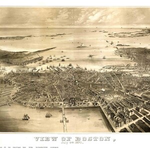 Boston - 1870 - Copy 1 - Birds Eye View by F. Fuchs - Reprint - Etsy