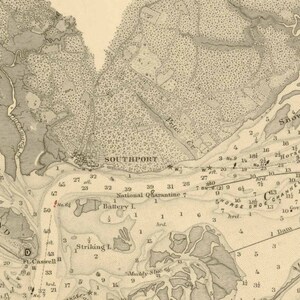 Old Topsail Inlet to Cape Fear -1897 Wilmington Southport Nautical Map ...