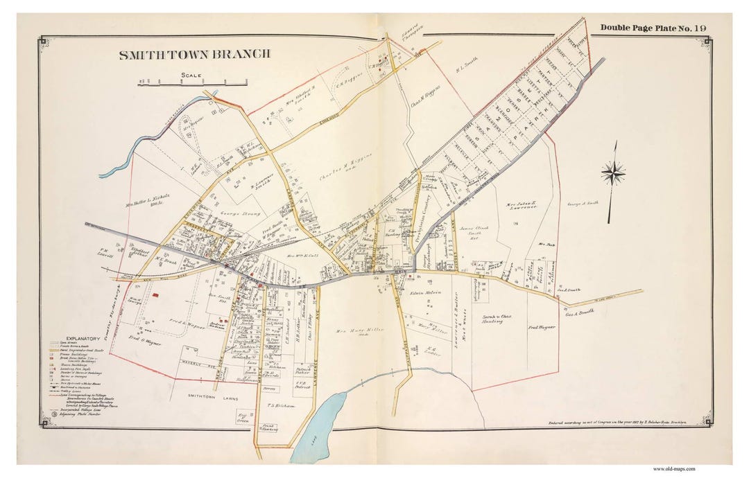 Smithtown Branch - 1917 - Long Island New York - Suffolk Co Atlas V1 ...