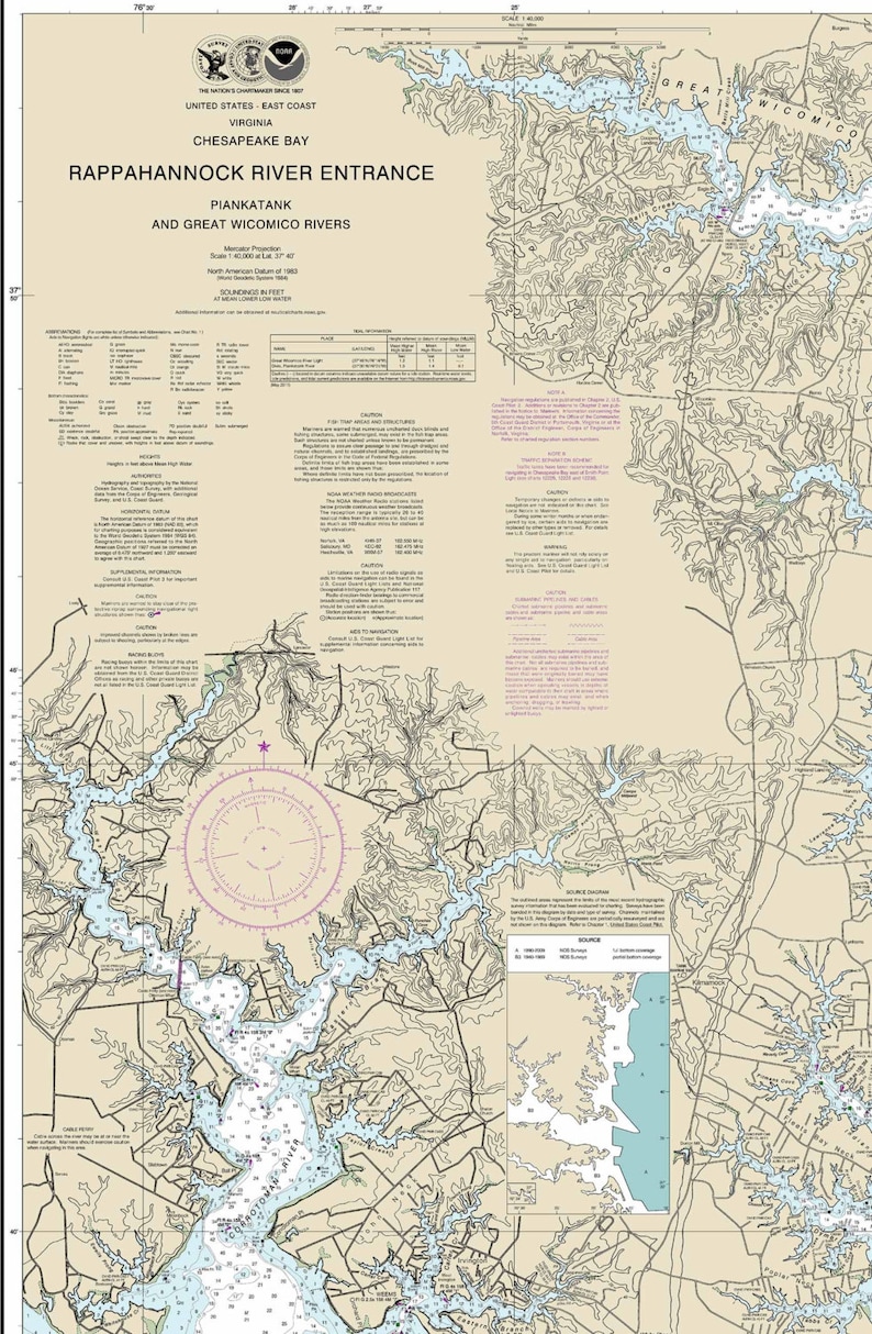 Rappahannock River Entrance Piankatank & Great Wicomico River - Etsy