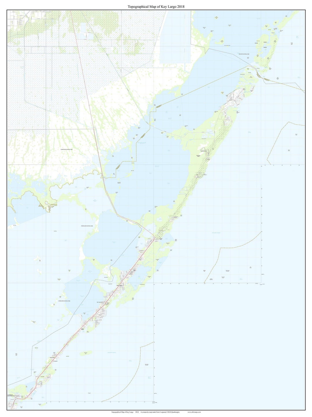 Key Largo, Florida 2018 Old Topo Map - A Composite Made From 15 USGS ...