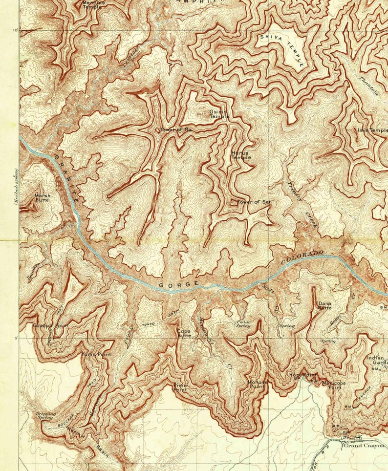 Bright Angel 1906 Old Topo Map - Grand Canyon - Edited Reprint of the ...