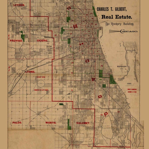 Chicago Suburbs Map - Etsy