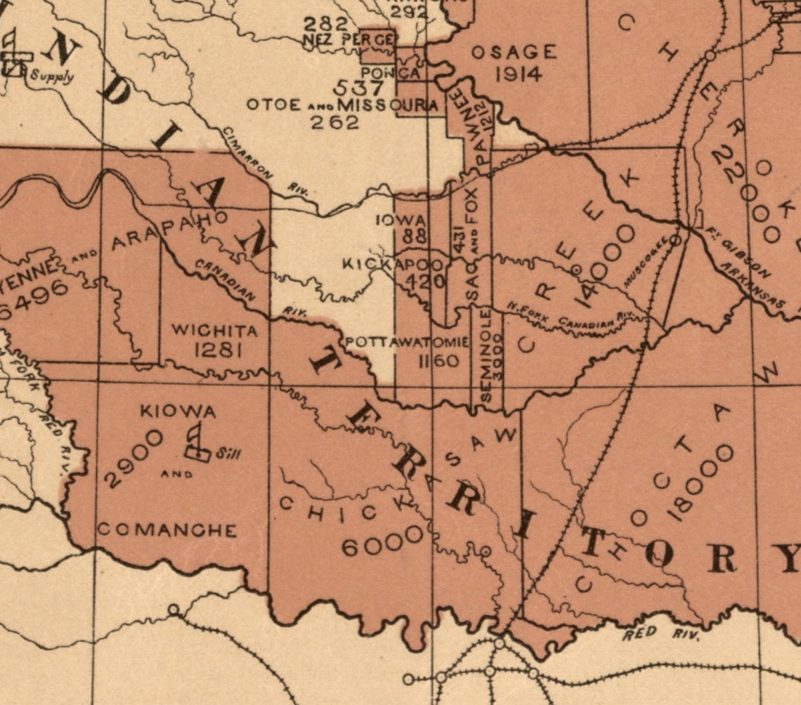 Indian Reservations 1883 Native Americans United States - Etsy