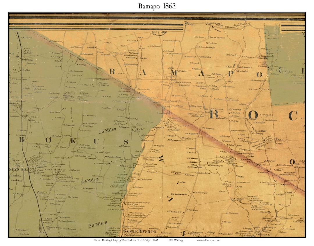 Ramapo 1863 Old Town Map - With Homeowner Names New York Reprint ...