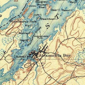 Alexandria Bay 1903 Old Topo Map St Lawrence River Chippewa Bay- Edited ...