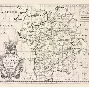France 1700 - Provinces, Towns and Rivers -- Old Map - Reprint - Etsy