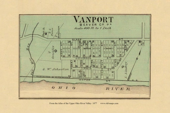 Vanport 1877 Old Town Map Beaver County Pennsylvania Ohio | Etsy