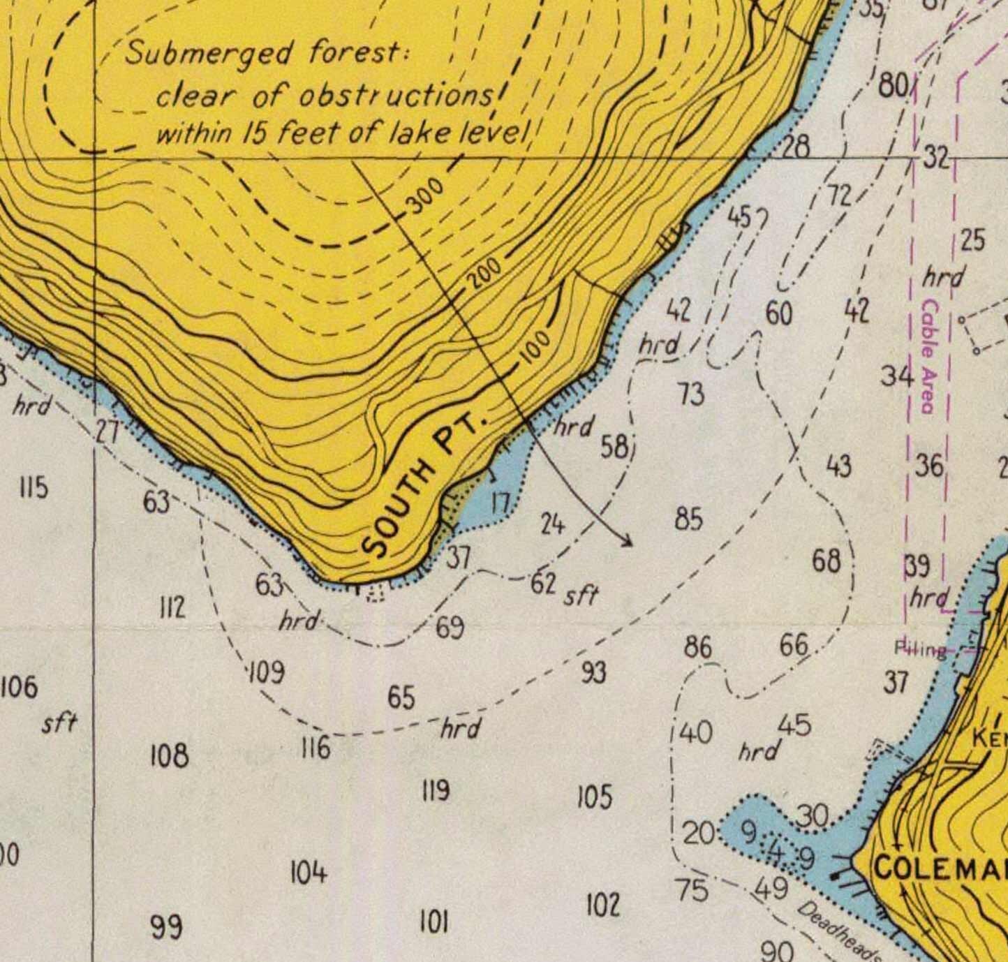 Lake Washington 1964 Nautical Map, Washington, Reprint PC Harbors Puget ...