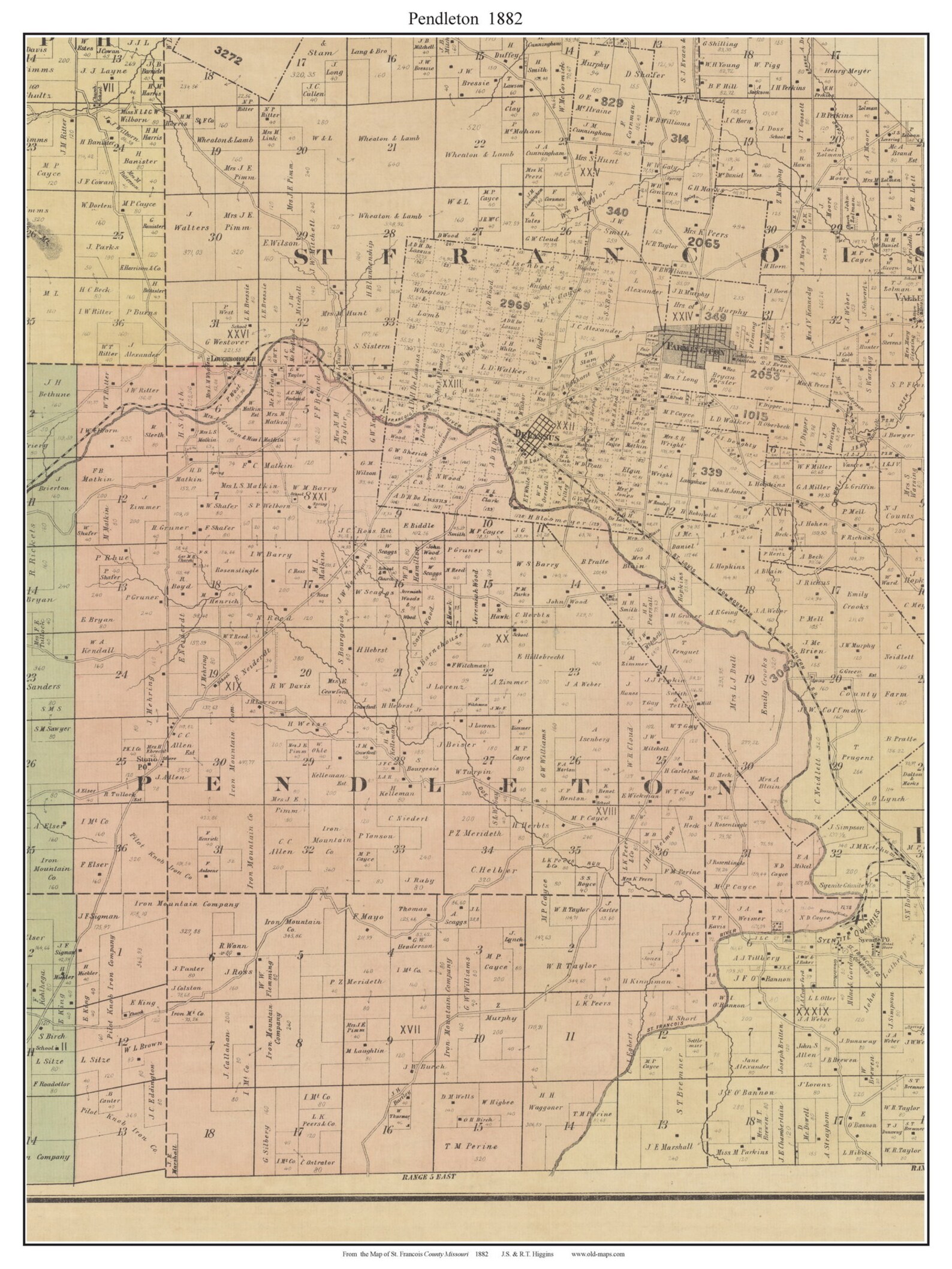 Pendleton 1882 Old Town Map With Homeowner Names Missouri St - Etsy