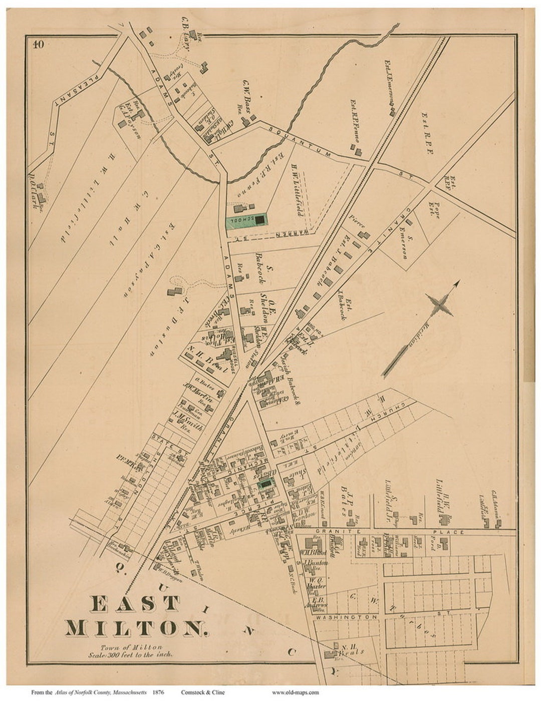 East Milton (in Milton) - 1876 - Old Town Map Reprint - Norfolk County ...